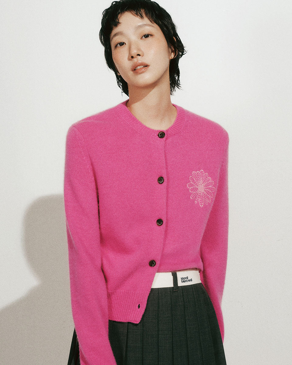 RACCOON BLENDED CARDIGAN ROUND NECK_FUCHSIA PINK – Mardi Mercredi Global